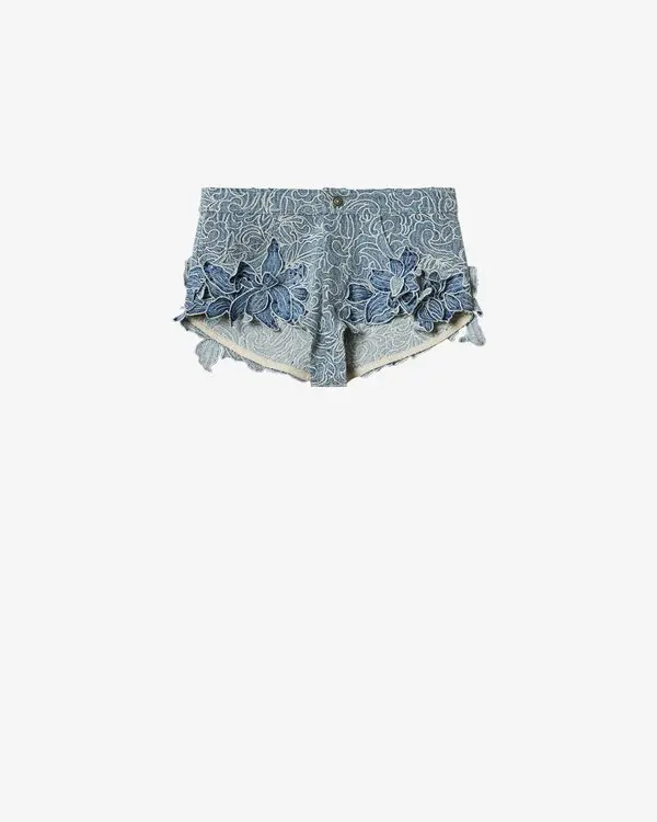 Isabel Marant Étoile Odessa Embroidered Floral Denim Shorts