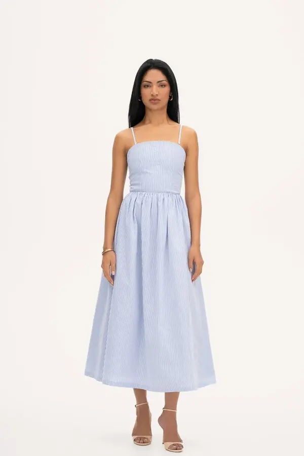 MandiBreeze Cotton Midi Dress - Stripe