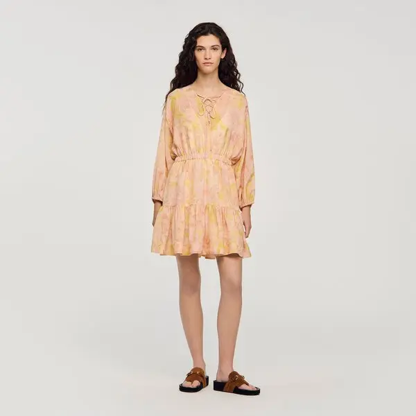 Sandro Floral Print Mini Dress - Pink / Green