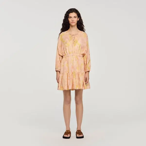 Sandro Floral Print Mini Dress - Pink / Green