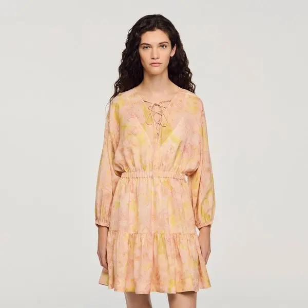 Sandro Floral Print Mini Dress - Pink / Green