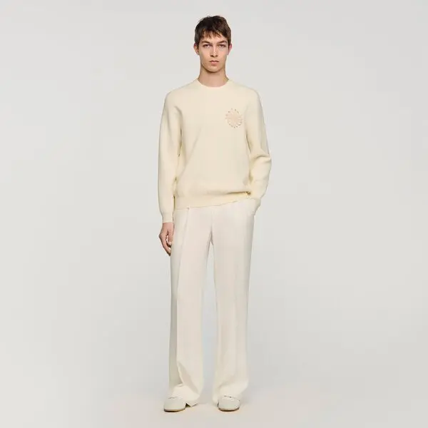 Sandro Crochet Flower Knit Sweatshirt