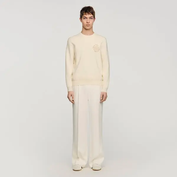 Sandro Crochet Flower Knit Sweatshirt