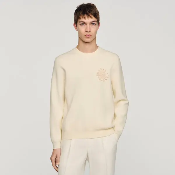 Sandro Crochet Flower Knit Sweatshirt