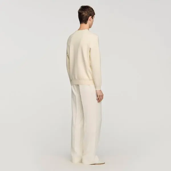 Sandro Crochet Flower Knit Sweatshirt
