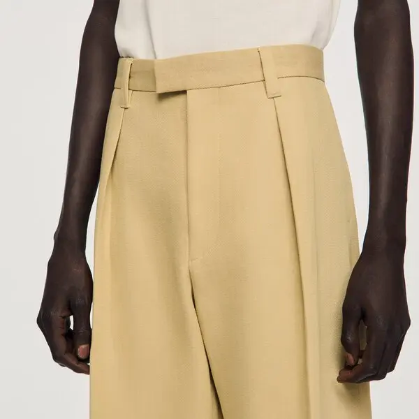 Sandro Wide Pleated Cotton-linen Trousers - Beige