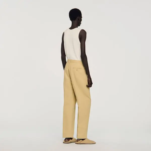 Sandro Wide Pleated Cotton-linen Trousers - Beige