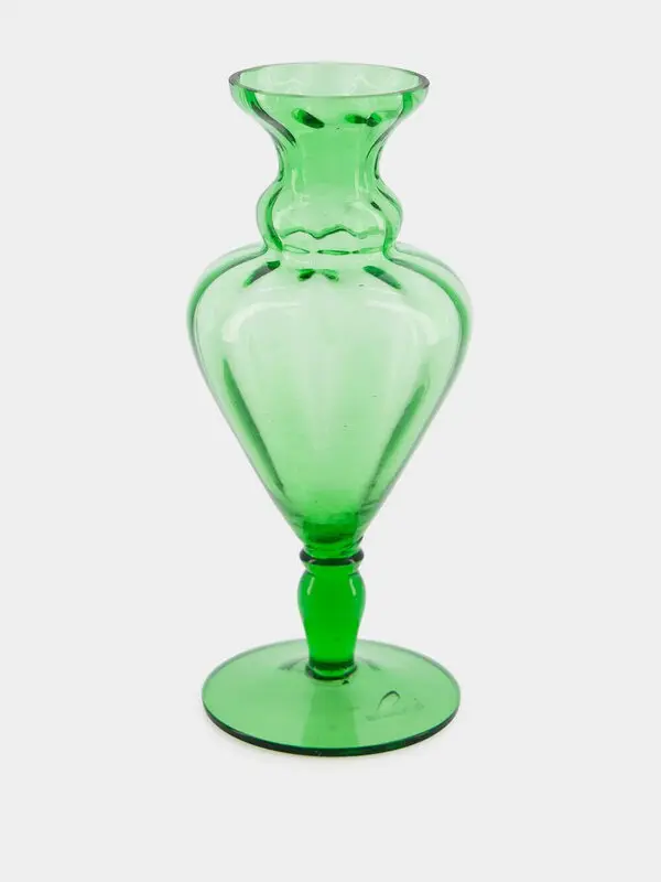 ALL ORIGINE Sculpted Glass Decorative Vase - Green