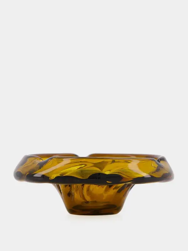 ALL ORIGINE Amber Glass Decorative Ashtray - Brown