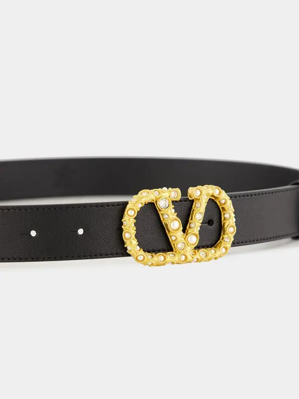 Valentino Garavani Vlogo Signature Leather Belt