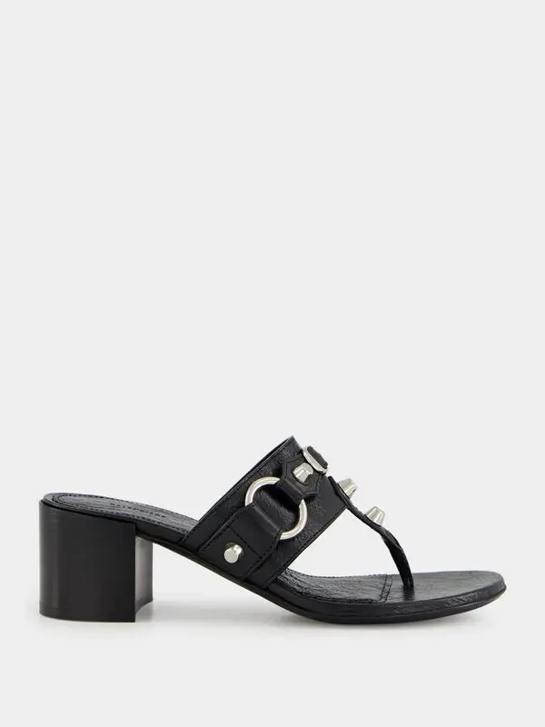 Balenciaga Mid-heel City Thong Sandals - Black