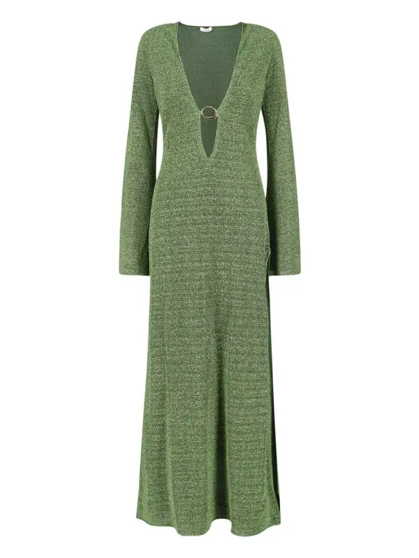 Oseree Metallic Kaftan Maxi Dress - Green