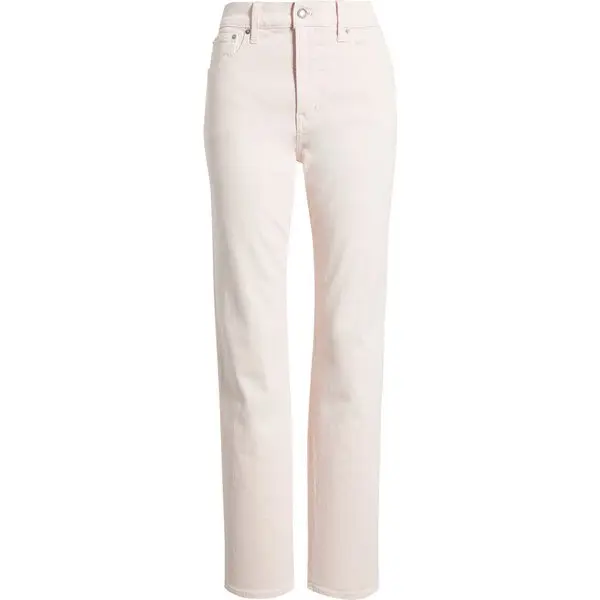 Madewell The Longline Garment Dyed High Waist Straight Leg Jeans - Pale Pink
