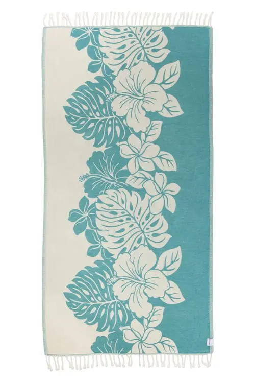 INFUSEZEN Hibiscus Flower Sand Resistant Organic Turkish Towel - Aqua