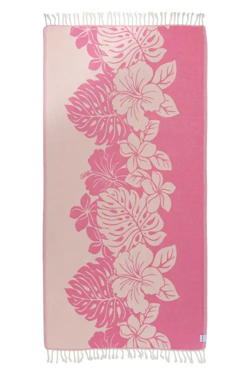 INFUSEZEN Hibiscus Flower Sand Resistant Organic Turkish Towel - Pink