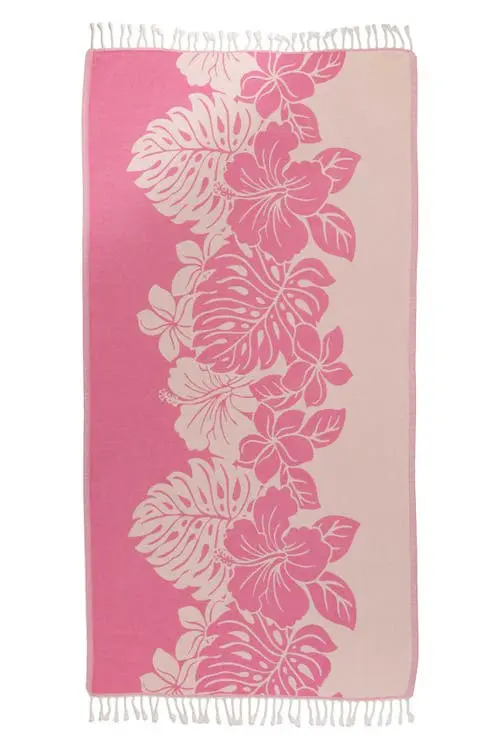 INFUSEZEN Hibiscus Flower Sand Resistant Organic Turkish Towel - Pink