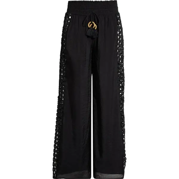 Elan Wide Leg Cover-up Pants - Black