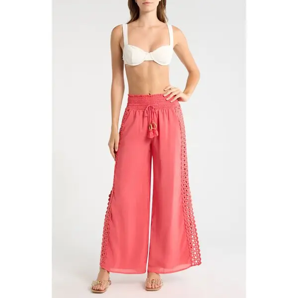 Elan Wide Leg Cover-up Pants - Pink Bright