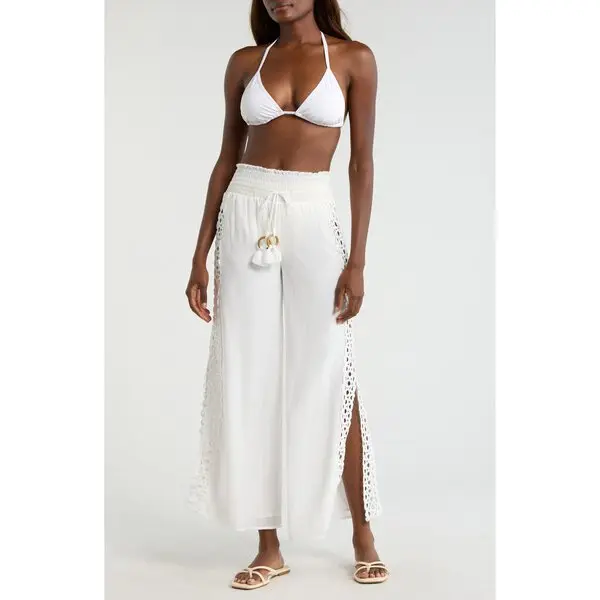 Elan Wide Leg Cover-up Pants - White
