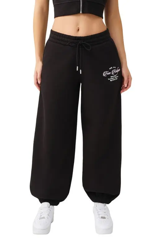 True Religion Crystal Embellished Baggy Joggers - Jet Black