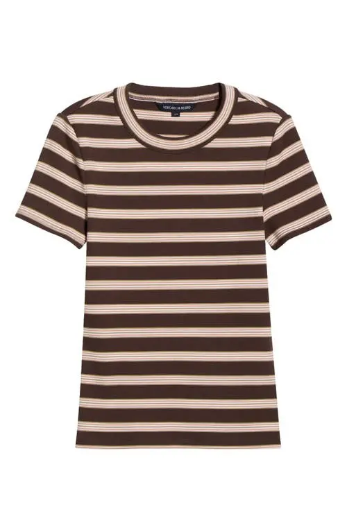 Veronica Beard Pruitt Stripe Rib T-shirt - Brown Stripe