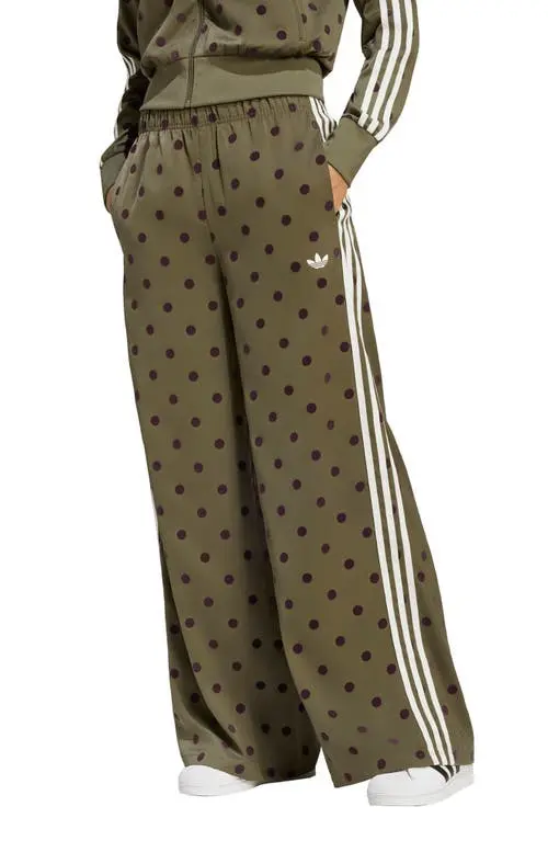 ADIDAS ORIGINALS Firebird Polka Dot Wide Leg Track Pants - Olive Strata
