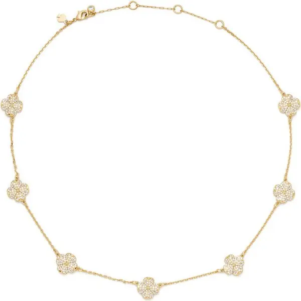 Kate Spade New York Spade Flower Pavé Scatter Necklace - Clear/gold