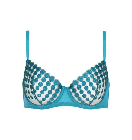HUIT Deco Dots Lace Underwire Bra - Turquoise