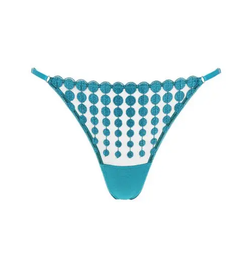 HUIT Deco Dots Lace Thong - Turquoise