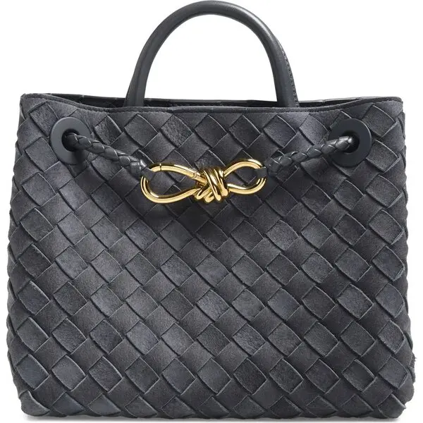 Bottega Veneta Small Andiamo Intrecciato Top Handle Bag - Cloudy Indigo