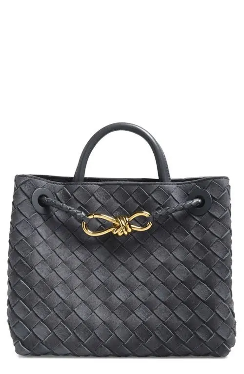 Bottega Veneta Small Andiamo Intrecciato Top Handle Bag - Cloudy Indigo