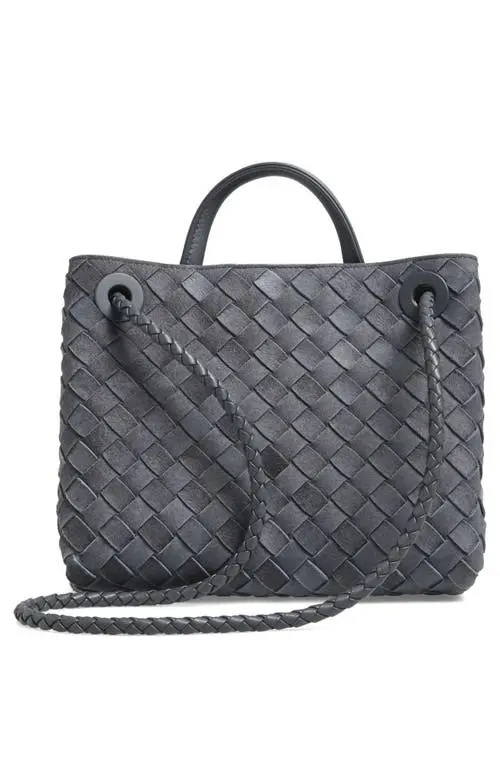 Bottega Veneta Small Andiamo Intrecciato Top Handle Bag - Cloudy Indigo