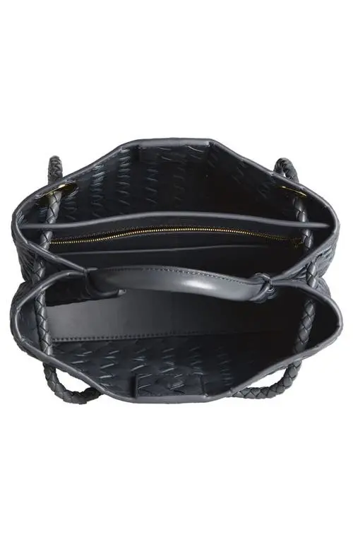 Bottega Veneta Small Andiamo Intrecciato Top Handle Bag - Cloudy Indigo