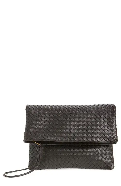 Bottega Veneta Intrecciato Leather Pouch Clutch - 2094 Espresso-brass V