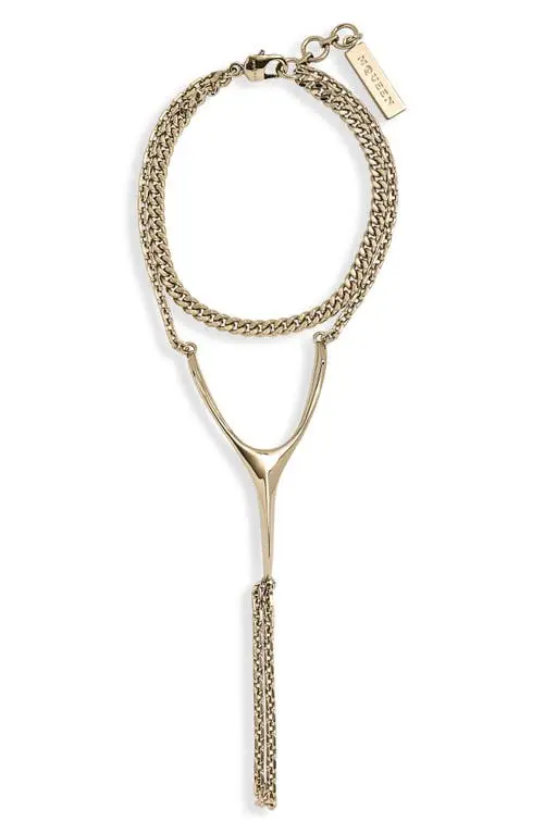 Alexander McQueen Wishbone Hand Chain Bracelet - Pale Gold