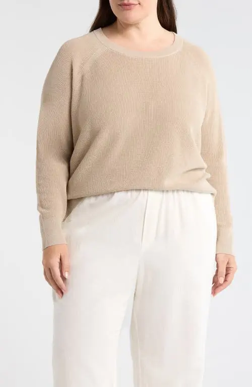 Eileen Fisher Organic Linen & Cotton Blend Crewneck Sweater - Undyed Natural