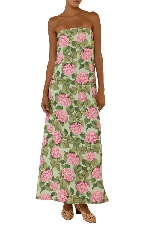 PALM NOOSA Alessia Strapless Maxi Dress - Pink Jardin