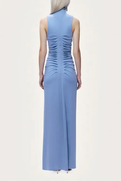 NOCTURNE Sleeveless Ruched Maxi Dress - Blue