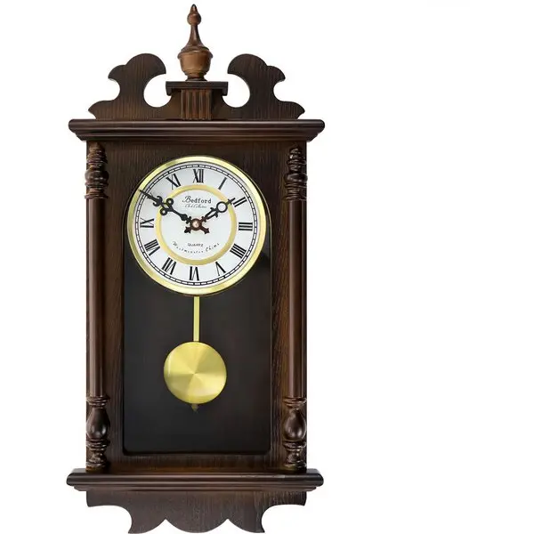 BEDFORD CLOCK COLLECTION Leo 21in Wood Chiming Pendulum Wall Clock - Chestnut