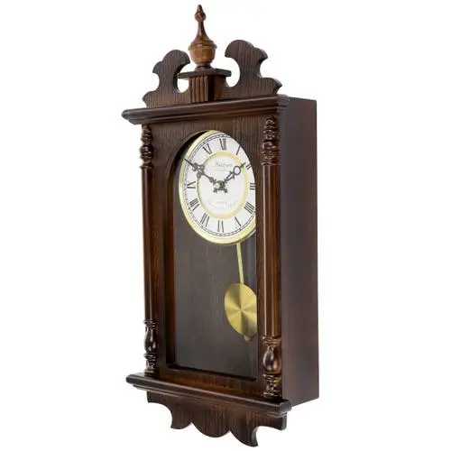 BEDFORD CLOCK COLLECTION Leo 21in Wood Chiming Pendulum Wall Clock