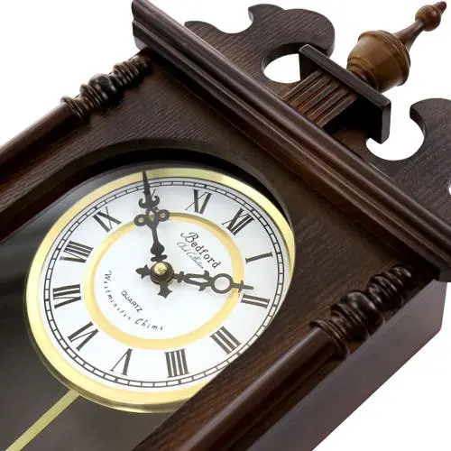 BEDFORD CLOCK COLLECTION Leo 21in Wood Chiming Pendulum Wall Clock