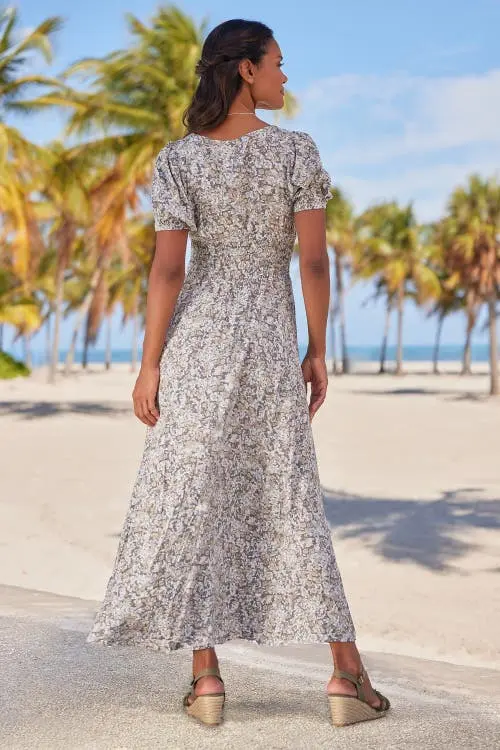 LASCANA Floral Print V-neck Maxi Dress