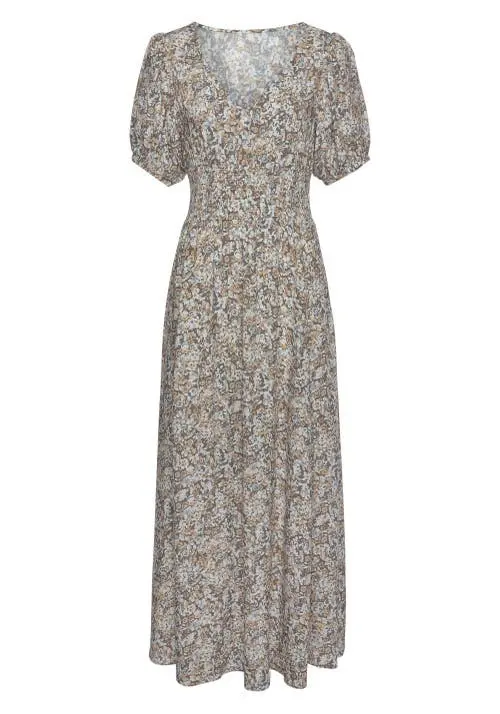 LASCANA Floral Print V-neck Maxi Dress