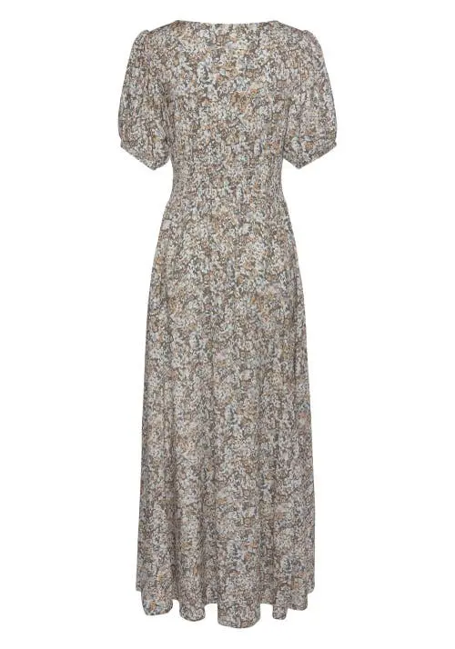 LASCANA Floral Print V-neck Maxi Dress
