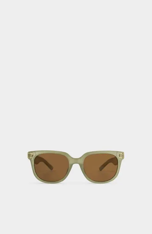 KATIE LOXTON Manhattan Square Sunglasses - Frosted Green Transparent
