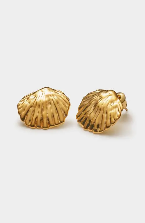 KATIE LOXTON Textured Shell Stud Earrings - Gold
