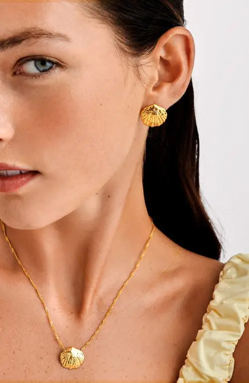 KATIE LOXTON Textured Shell Stud Earrings