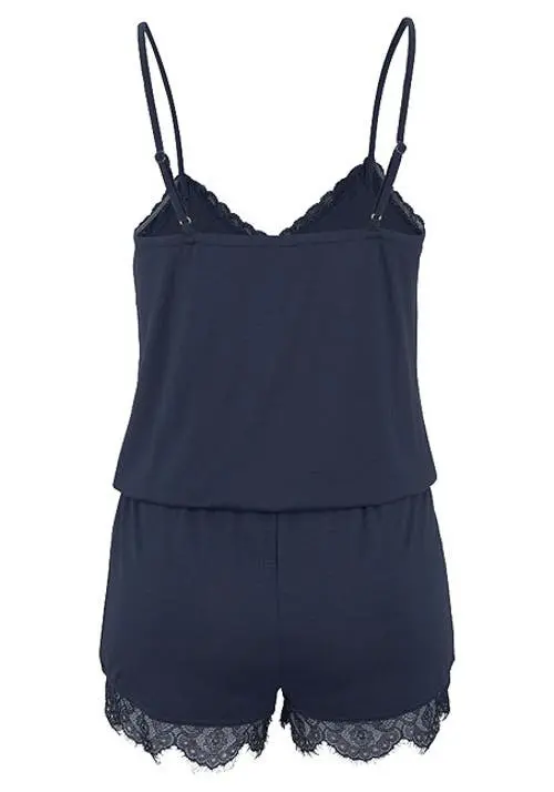 LASCANA Lace Trim Pajama Romper