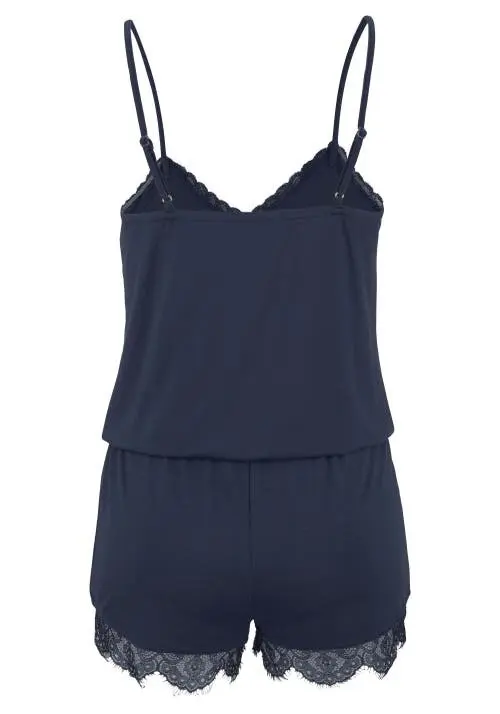 LASCANA Lace Trim Pajama Romper