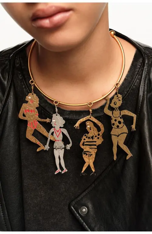 Bimba Y Lola Tricolor Metal Silhouette Choker Necklace